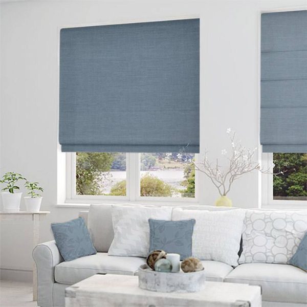 Provence Denim Window Treatments - Enticing Plain Blinds NZ